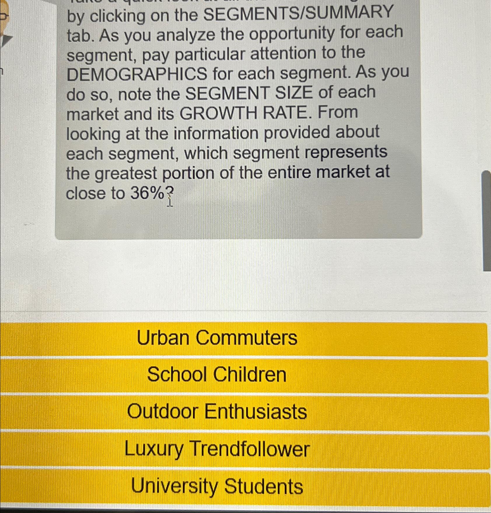 Solved by clicking on the SEGMENTS/SUMMARY tab. As you | Chegg.com