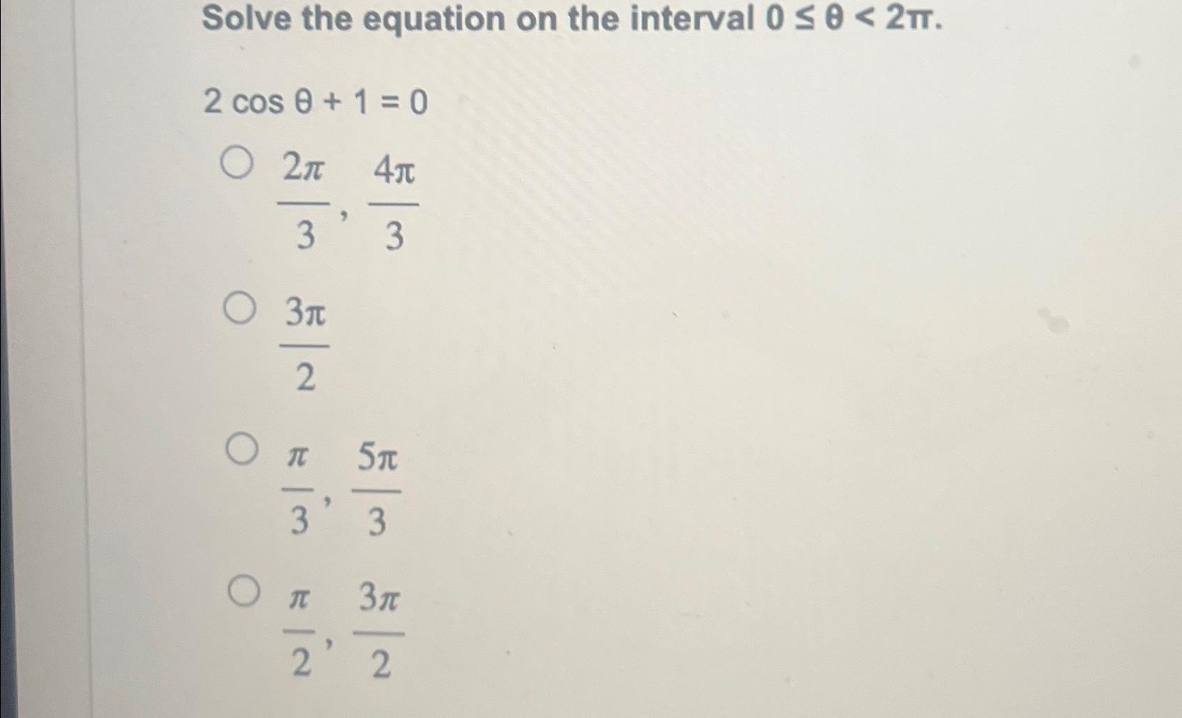 Solved Solve the equation on the interval | Chegg.com