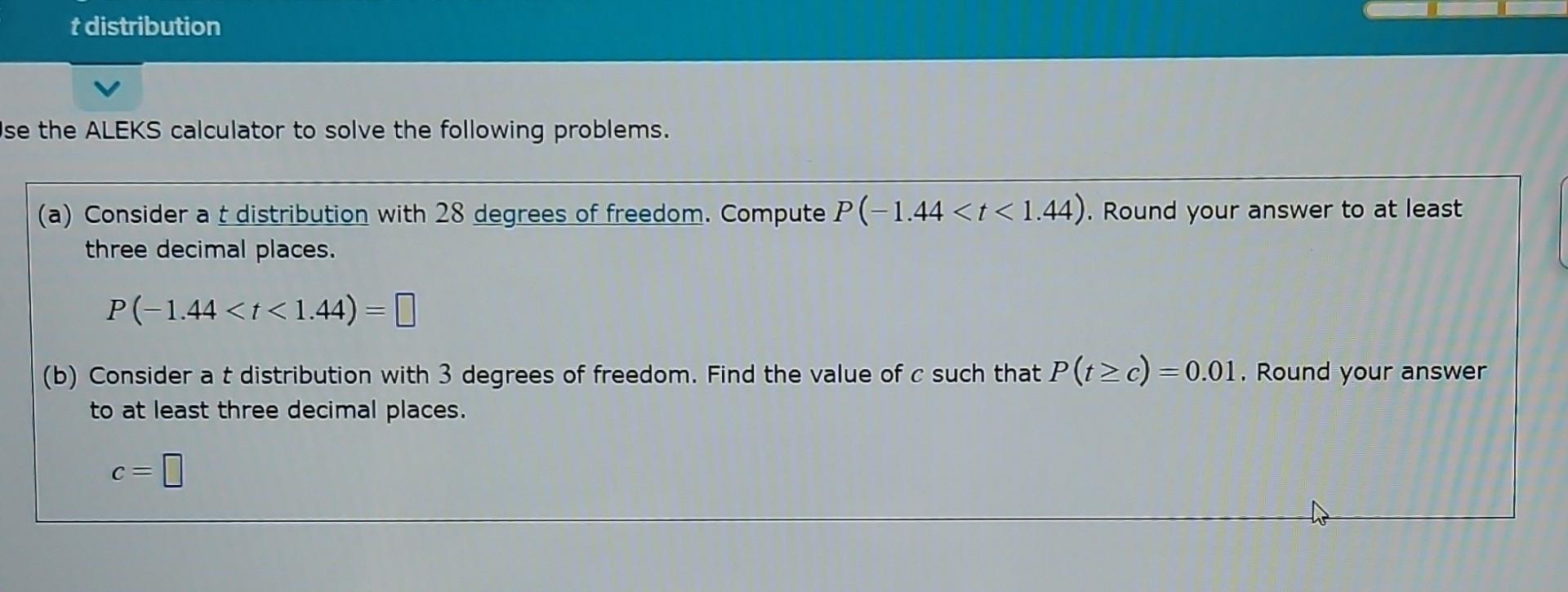Solved e URGENT the ALEKS calculator to solve the following | Chegg.com