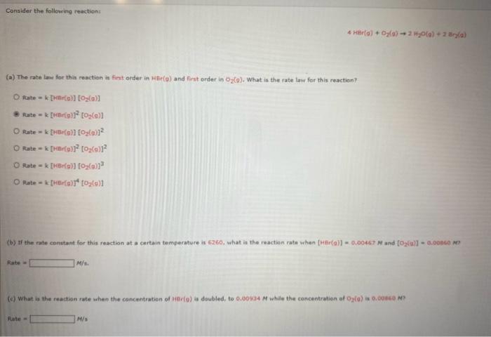 Solved Consider the following reactions (a) The rate Low for | Chegg.com
