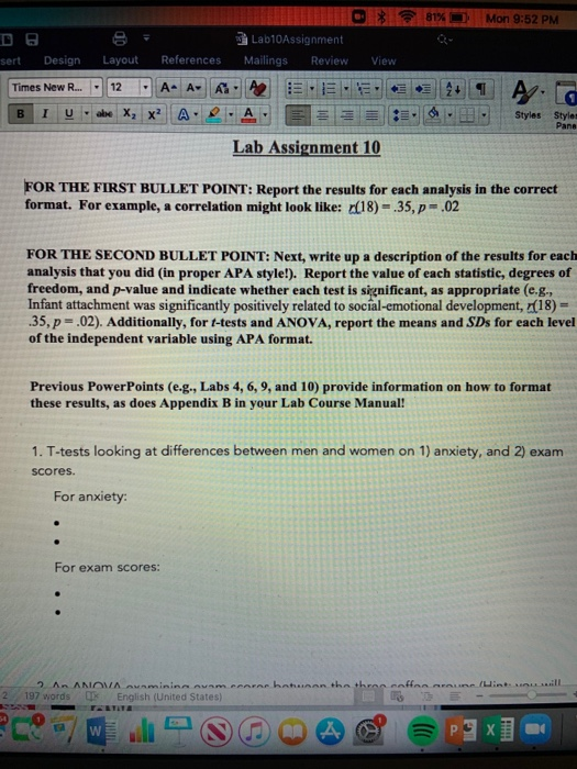 81% Mon 9:52 PM Lab10Assignment Mailings Review sert | Chegg.com