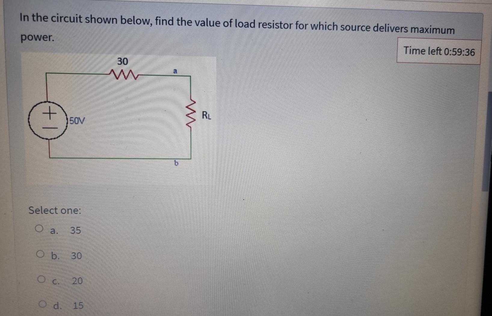 Solved In the circuit shown below, find the value of load | Chegg.com