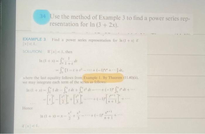 Solved EXAMPLE 3 Find a power series representation for In | Chegg.com