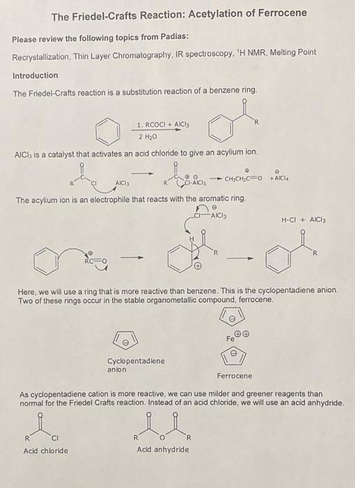 Friedel Crafts Acylation Of Ferrocene Mechanism