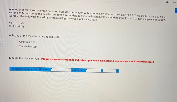 Solved A sample of 40 observations is selected from one | Chegg.com
