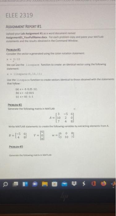 Solved ELEE 2319 ASSIGNMENT REPORT #1 Upload your Lab | Chegg.com