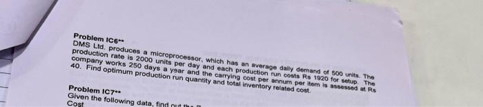 Solved Problom IC6** DMS Lid, produces a microprocessor, | Chegg.com