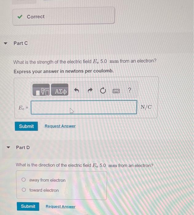 Solved What is the strength of the electric field Ee5.0 mm | Chegg.com