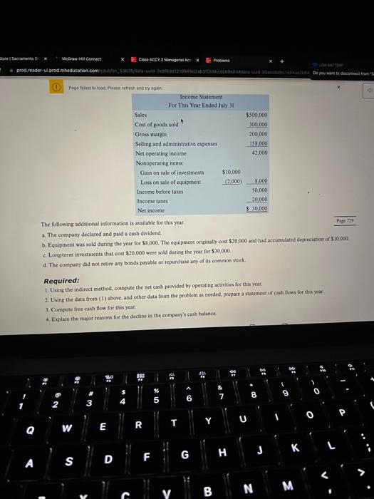 Solved PROBLEM 15-13 Prepare and Interpret a Statement of | Chegg.com