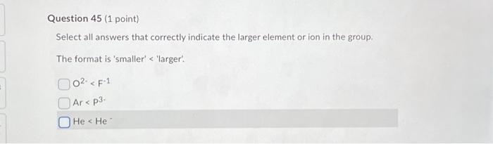 Solved Question 45 (1 point) Select all answers that | Chegg.com