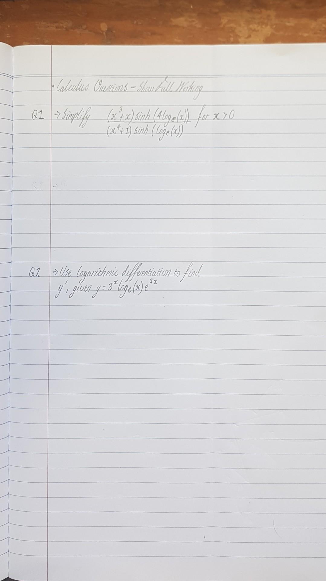 Solved Q2 → Use logarithmic differentiation to find y′, | Chegg.com