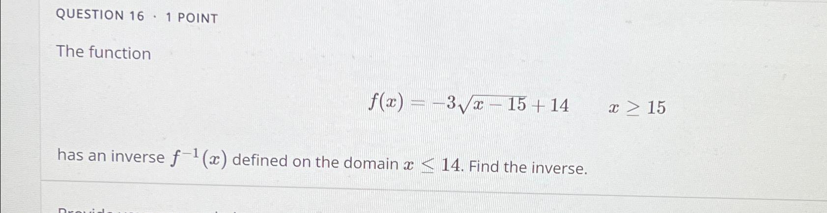 Solved QUESTION 16 - 1 ﻿POINTThe | Chegg.com