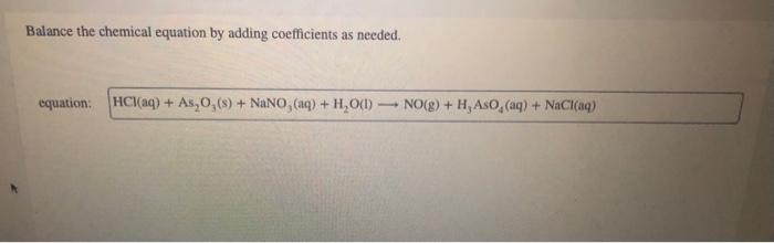 Solved Balance the chemical equation by adding coefficients | Chegg.com