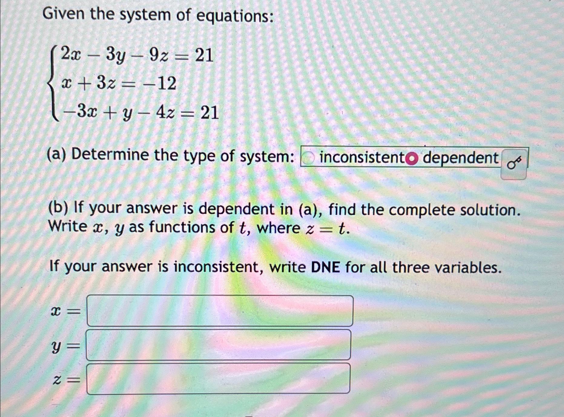 Solved Given the system of | Chegg.com