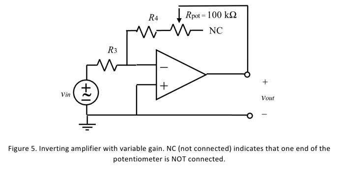 Solved Figure 5. Inverting amplifier with variable gain. NC | Chegg.com