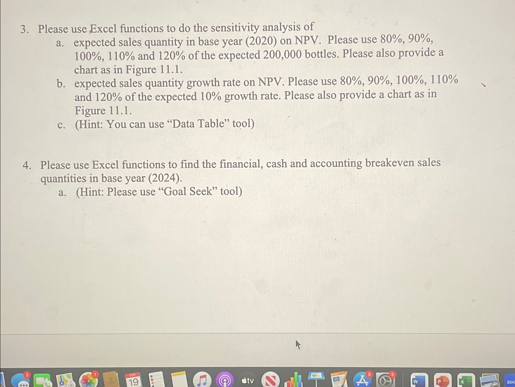 Solved Please use Excel functions to do the sensitivity | Chegg.com