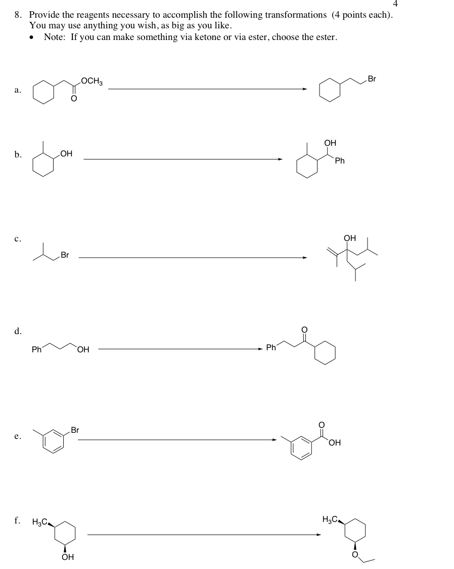 Solved Provide the reagents necessary to accomplish the | Chegg.com
