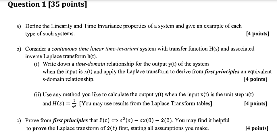 Solved Question 1 [35 ﻿points]a) ﻿Define the Linearity and | Chegg.com