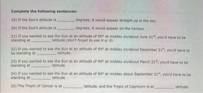 Solved Part II As mentioned earlier, the Sun rises up to | Chegg.com