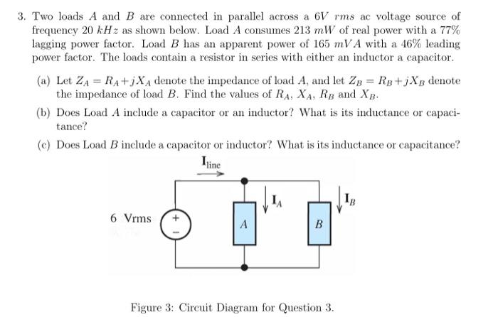 Solved 3. Two loads A and B are connected in parallel across | Chegg.com