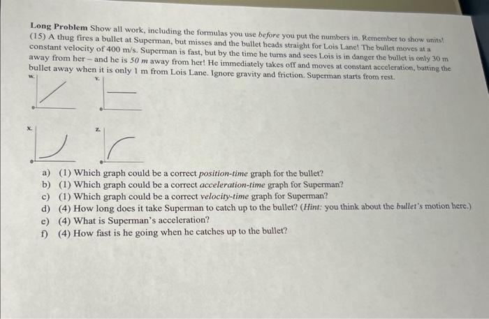 Solved Long Problem Show all work, including the formulas | Chegg.com