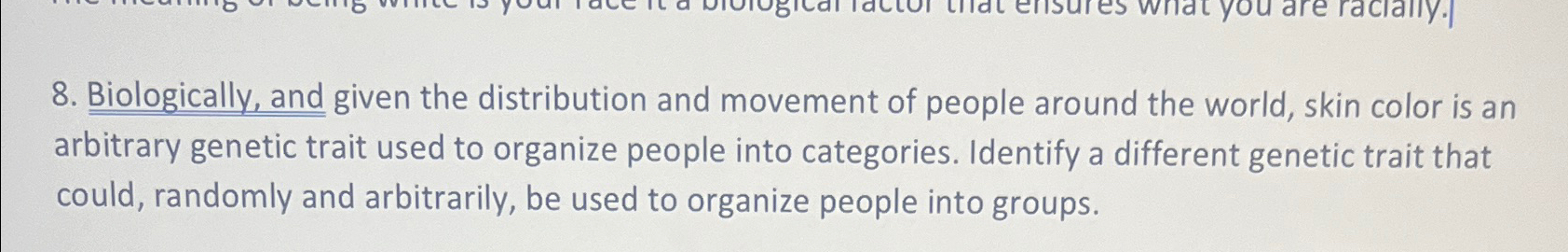 Solved Biologically, and given the distribution and movement | Chegg.com