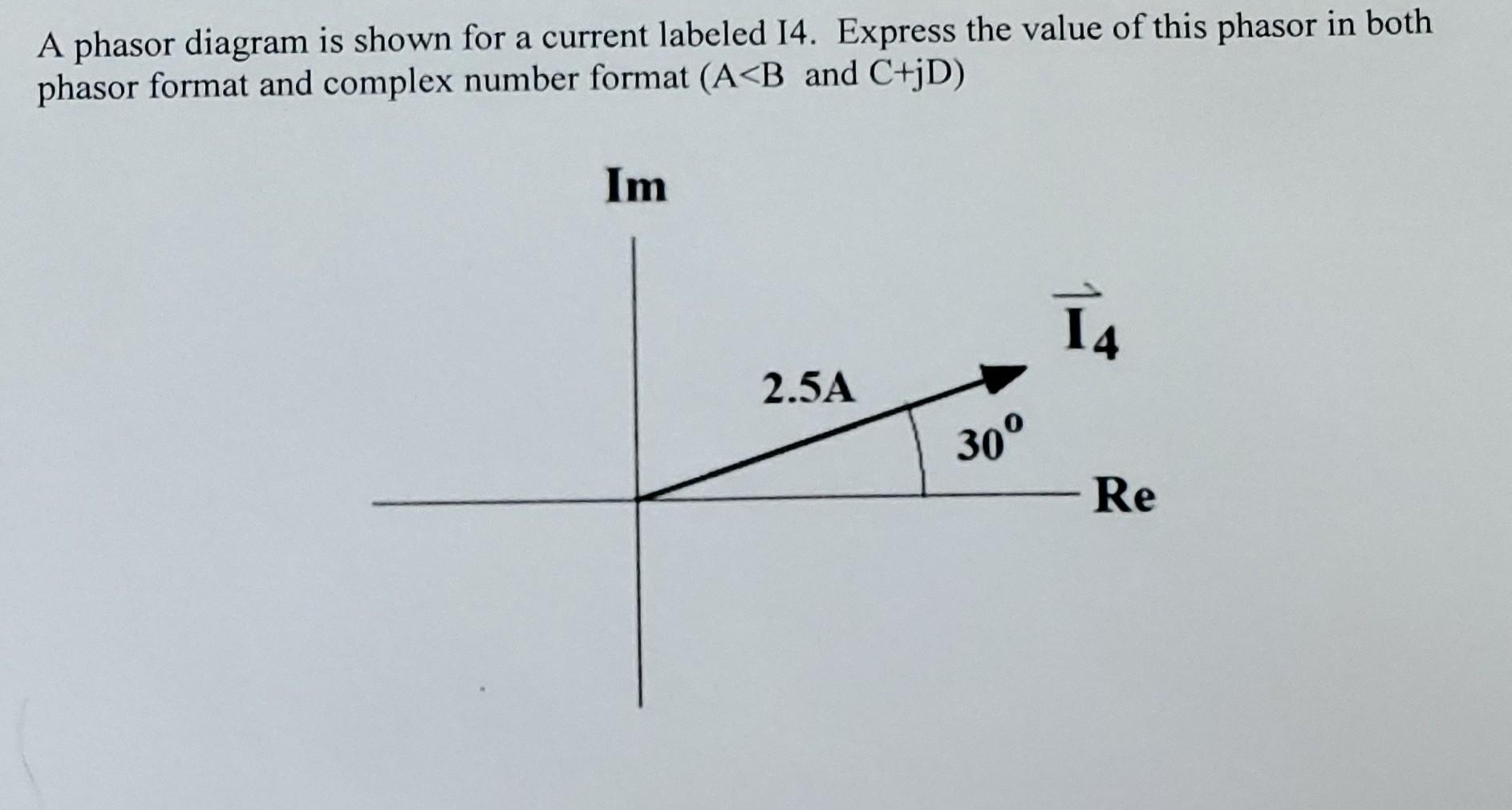 Solved A phasor diagram is shown for a current labeled 14. | Chegg.com