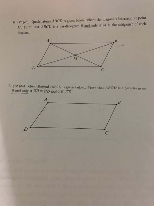 Solved 6. (12 pts) Quadrilateral ABCD is given below, where | Chegg.com