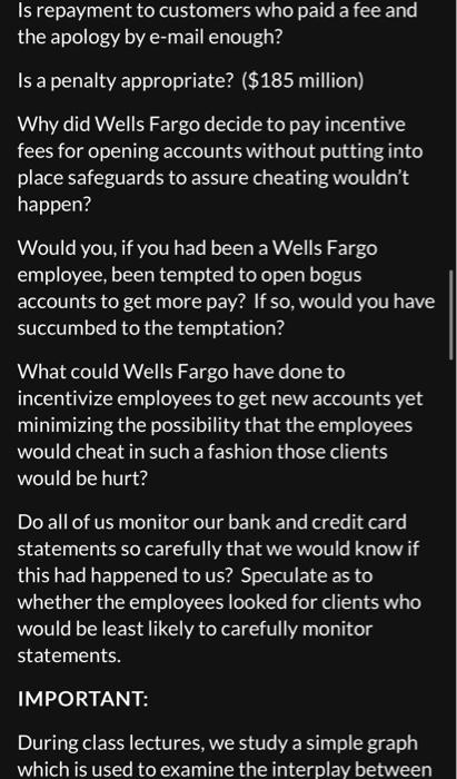 Note the Wells Fargo e-mail which went to customers. | Chegg.com