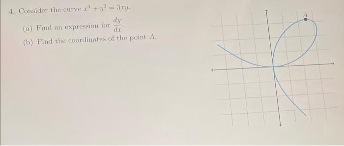 Solved 4. Consider the curve x3+y3=3xy. (a) Find an | Chegg.com
