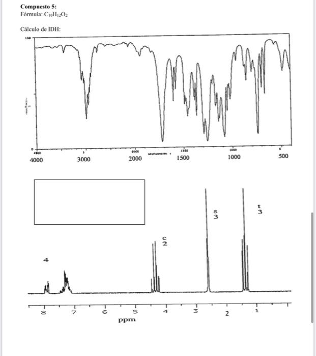 Solved Compuesto 5: Fórmula: CH10 Cálculo de IDH 100 3000 | Chegg.com