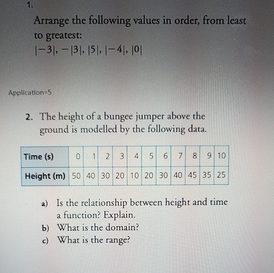 Solved 1. Arrange the following values in order, from least | Chegg.com