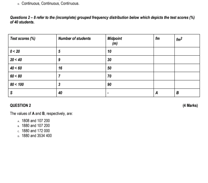Solved a. ﻿Continuous, Continuous, Continuous.Questions 2-8 | Chegg.com