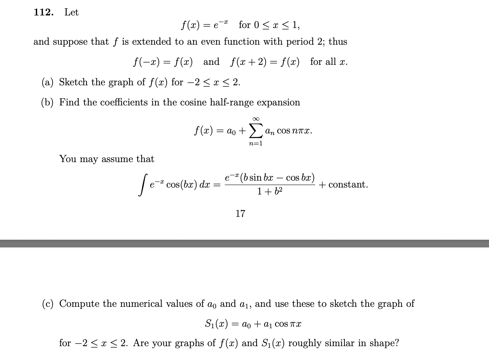 Solved Letf(x)=e-x ﻿for 0≤x≤1,and suppose that f ﻿is | Chegg.com