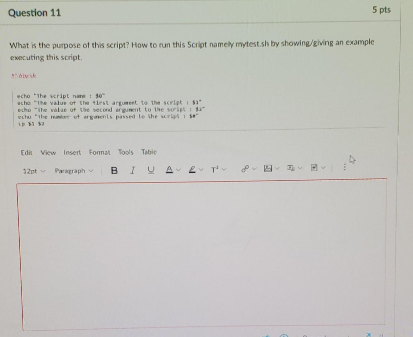 Solved Question 11 5 pts What is the purpose of this script? | Chegg.com
