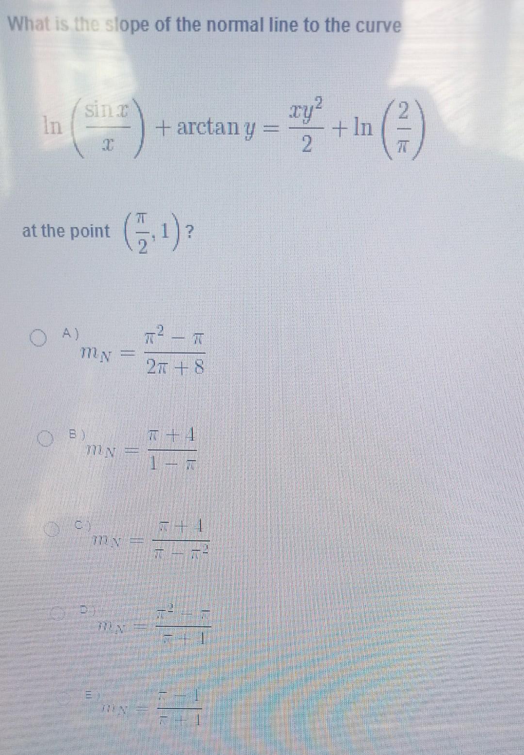 Solved What is the slope of the normal line to the curve | Chegg.com