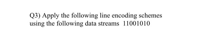 Solved Q3) Apply the following line encoding schemes using | Chegg.com
