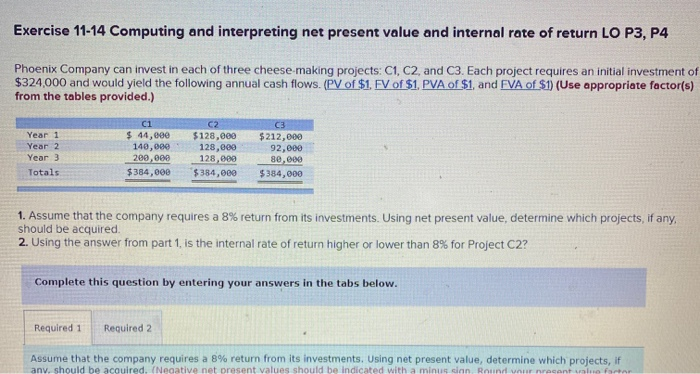 Solved Exercise 11-14 Computing and interpreting net present | Chegg.com