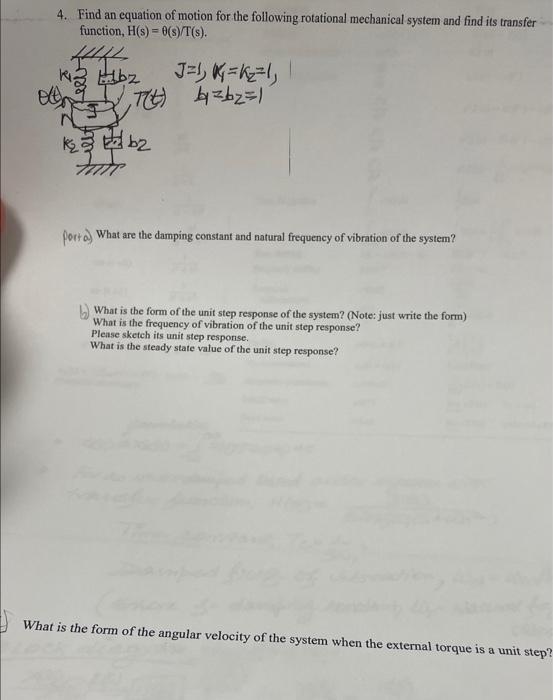 Solved 4. Find an equation of motion for the following | Chegg.com