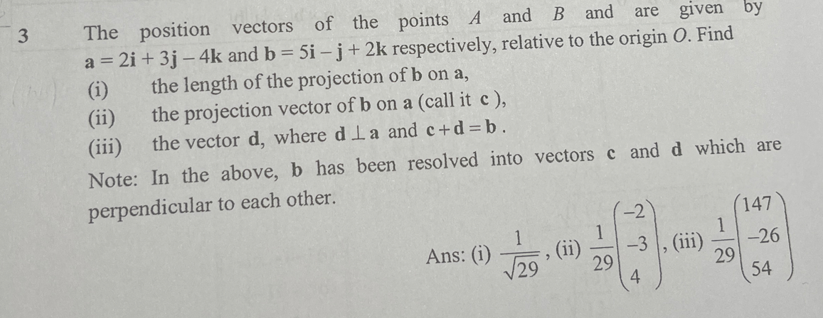 3 ﻿The position vectors of the points A and B ﻿and | Chegg.com