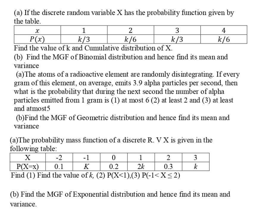 Solved A if The Discrete Random Variable X has The