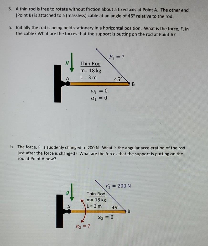 Solved 3. A thin rod is free to rotate without friction | Chegg.com