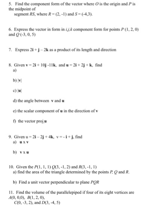 Solved 5. Find the component form of the vector where is the | Chegg.com