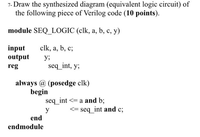 Solved 7- Draw the synthesized diagram (equivalent logic | Chegg.com