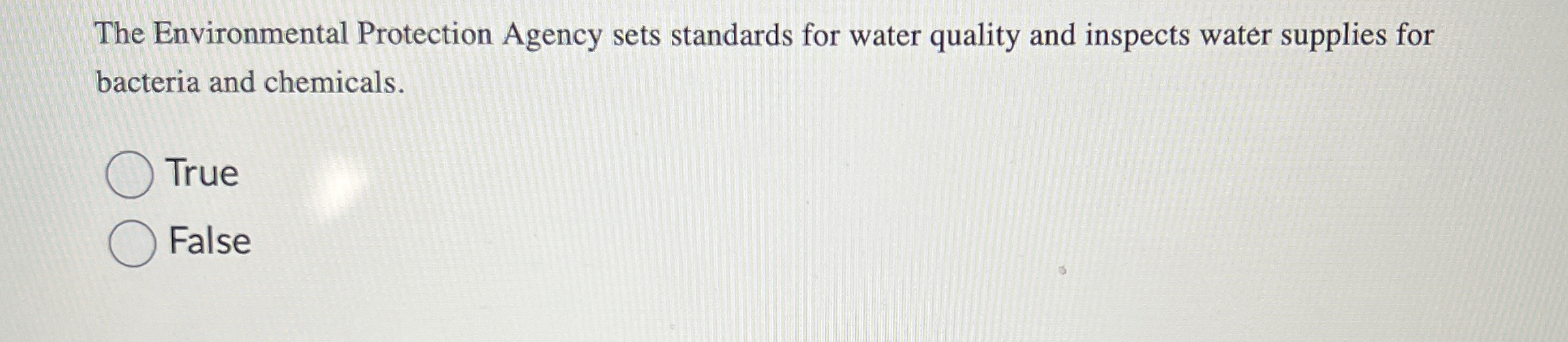 Solved The Environmental Protection Agency sets standards | Chegg.com