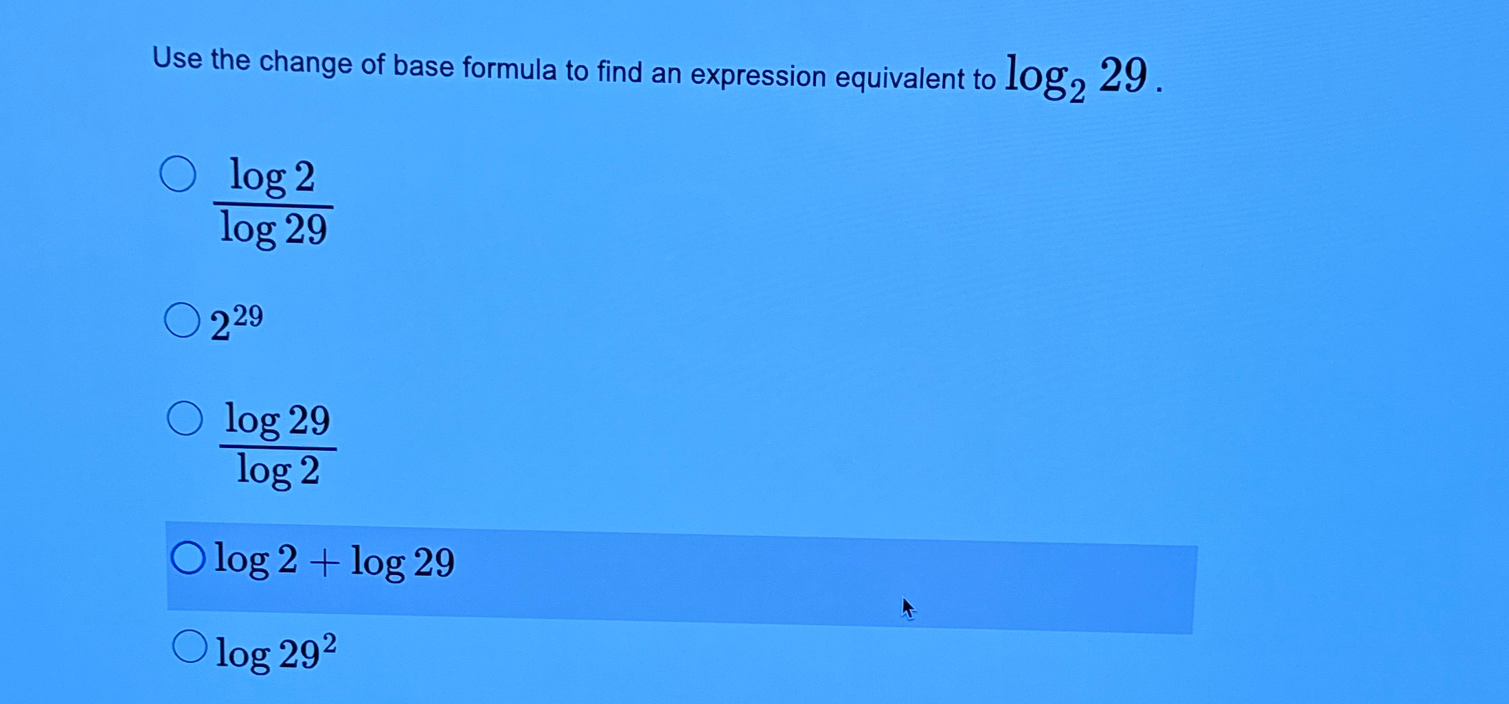 Solved Use the change of base formula to find an expression | Chegg.com