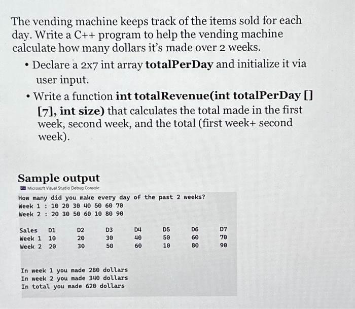 Solved The vending machine keeps track of the items sold for | Chegg.com