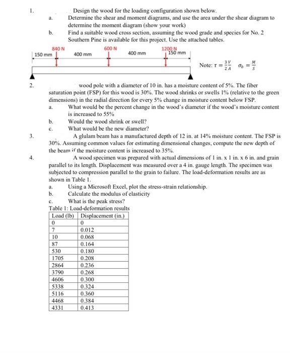Solved Design of a Wood Beam Design of a Wood Beam1. Design | Chegg.com