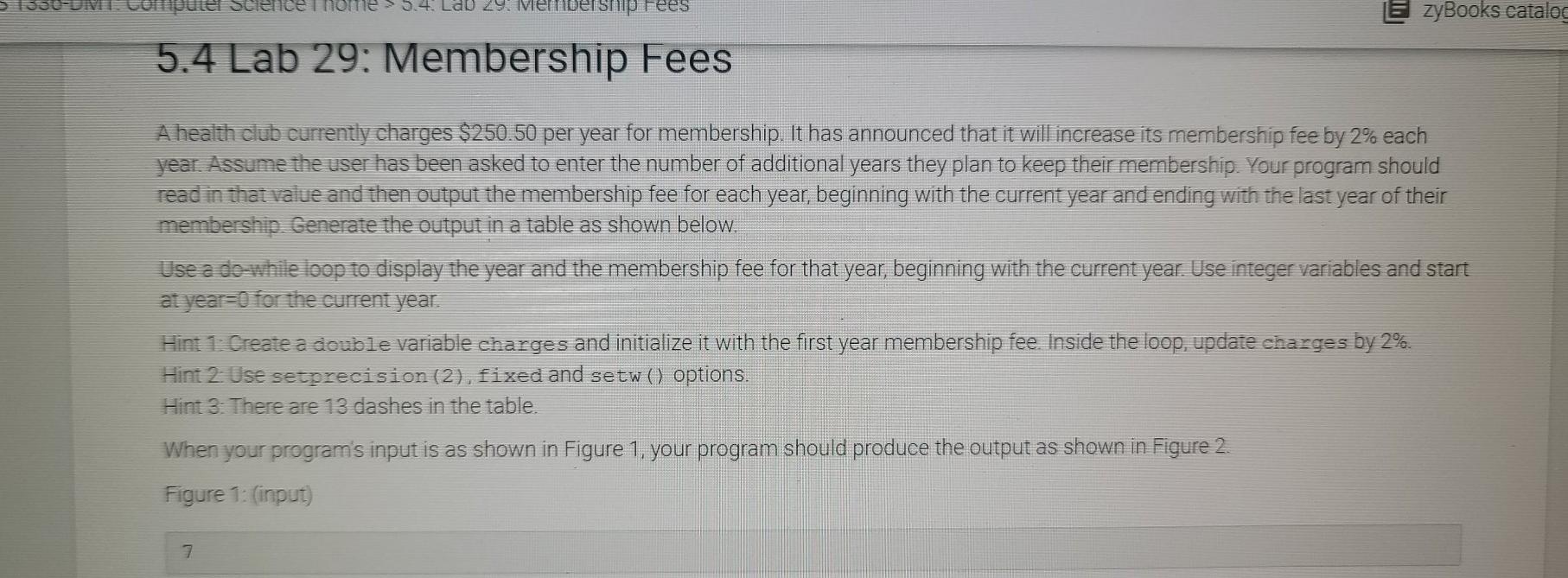 Solved 5.4. La 29. vermbership Fees E zyBooks catalog 5.4 | Chegg.com