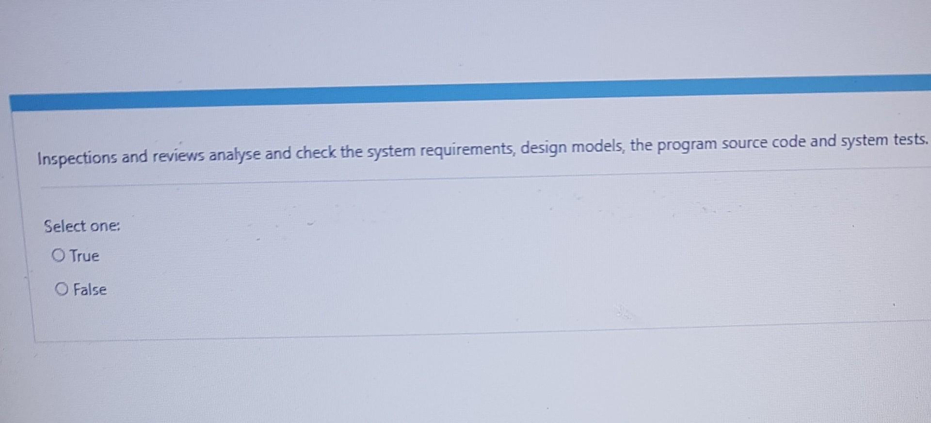 Solved Inspections and reviews analyse and check the system | Chegg.com